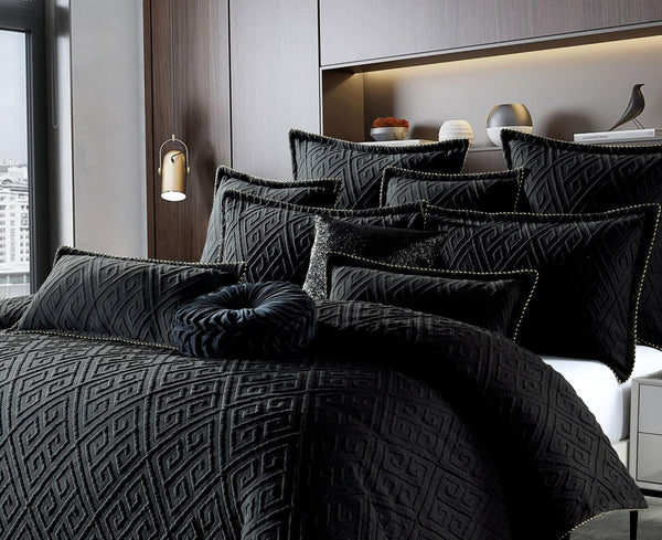 Amalfi Black Quilt Cover Set - The Linen Habit